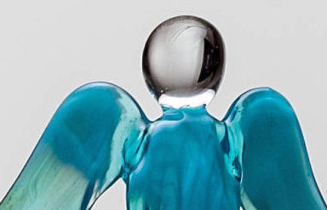 Blue glass suncatcher angel / Hanging glass / Gift for mom / | Etsy