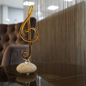 Blue Glass Treble Clef Sculpture / Music School Graduation Gift ...