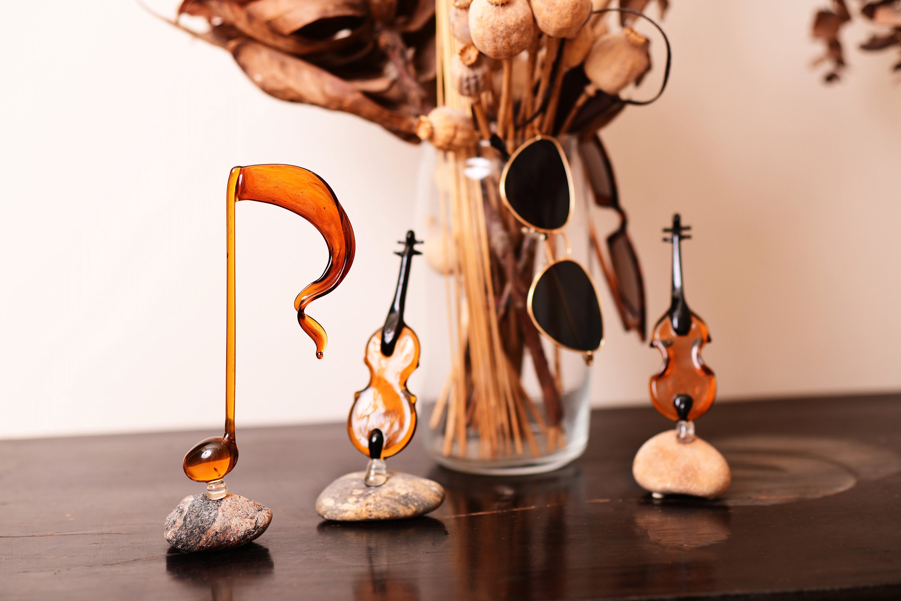 Amber Glass Note Figurine / Collectible Music Symbol Sculpture - Etsy