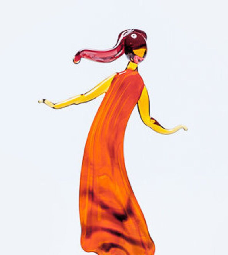Fairy Glass Figurine | Woman Glass Sculpture | Orange Glass Girl ...