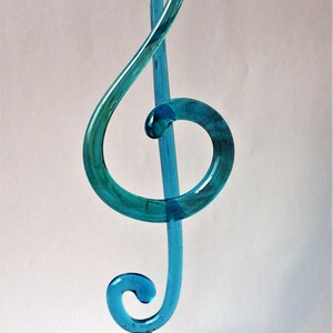 Blue Glass Treble Clef Sculpture / Music School Graduation Gift ...