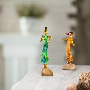 Fairy Glass Figurine | Woman Glass Sculpture | Orange Glass Girl ...