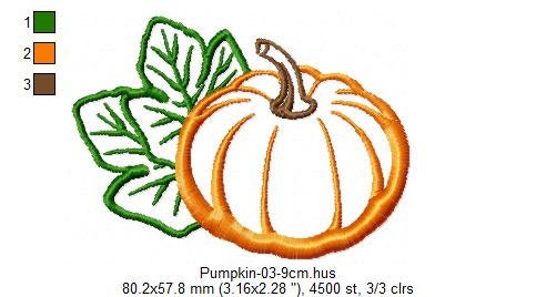 Pumpkin 3 Machine Embroidery Design Halloween Instant | Etsy