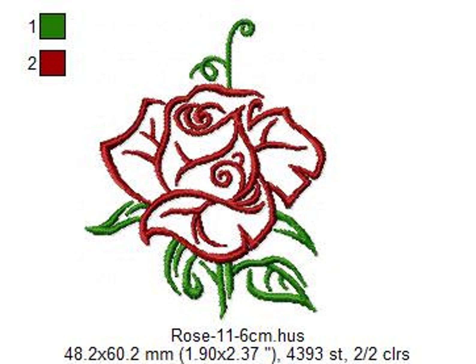 Red Rose #11 Outline, Machine Embroidery Design, 3 Sizes, Instant ...