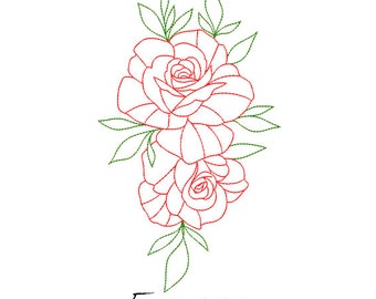 Red Rose Outline, Machine Embroidery Design, 3 Sizes, Instant Download ...