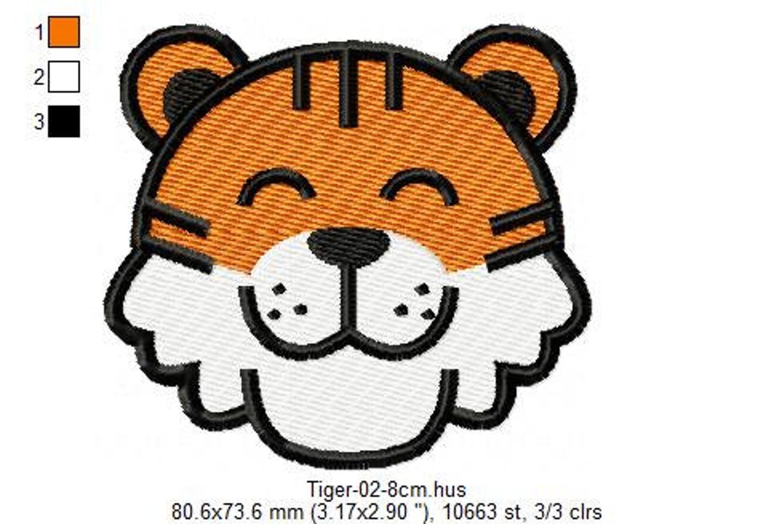 Tiger Face Smile Machine Embroidery Design Cute Forest Animals - Etsy