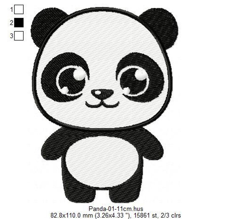 Panda Machine Embroidery Design Cute Forest Animals Instant - Etsy