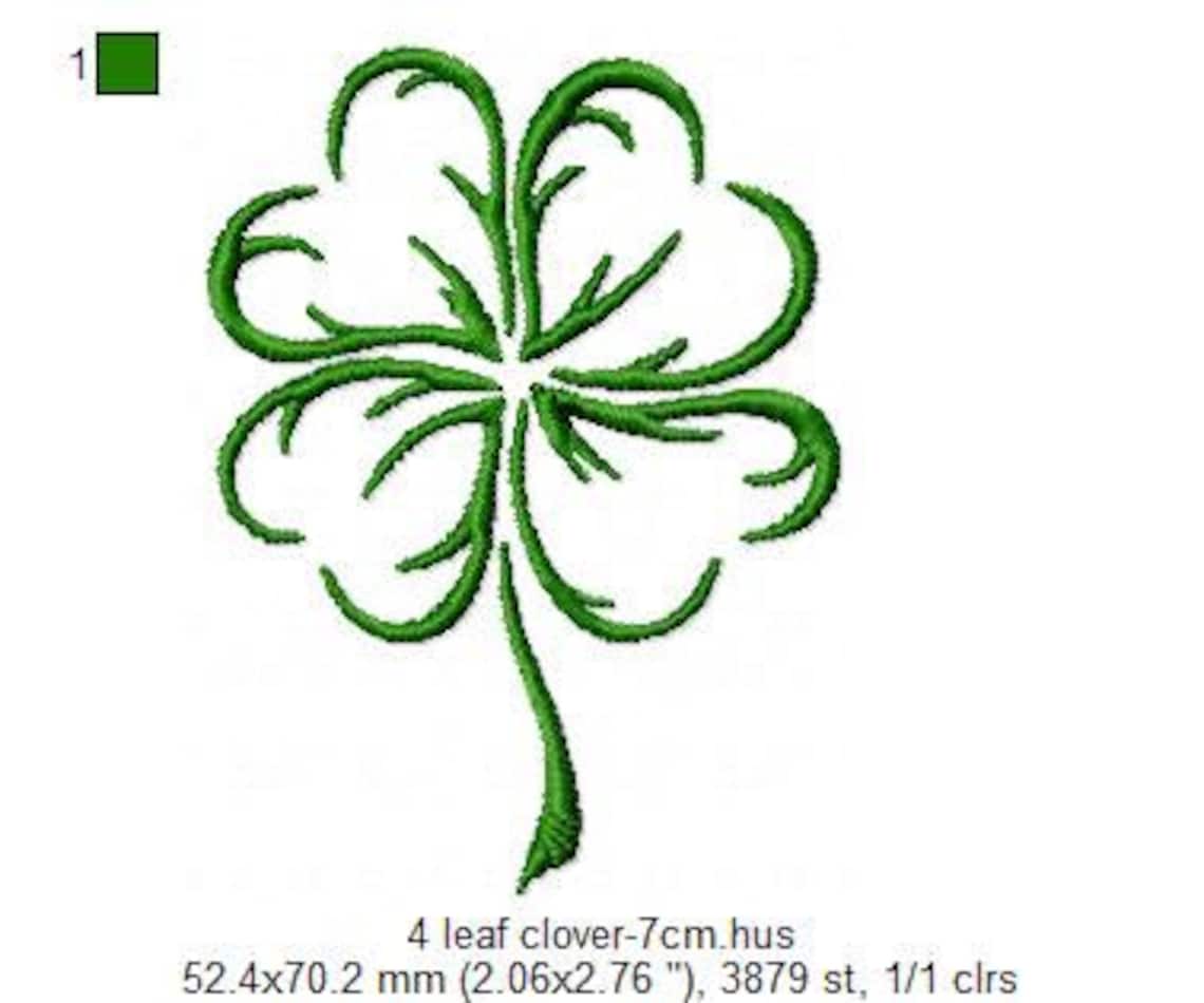 Four Leaf Clover, Machine Embroidery Design, Leaf Silhouette, Outline ...