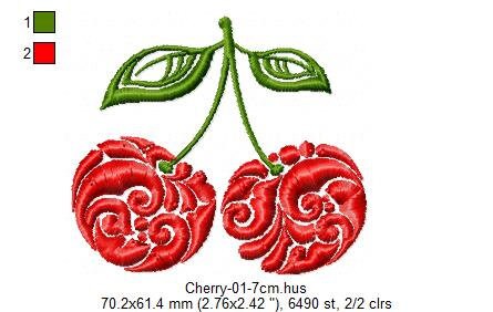 Cherry Machine Embroidery Design Instant Download Fill Stitch - Etsy