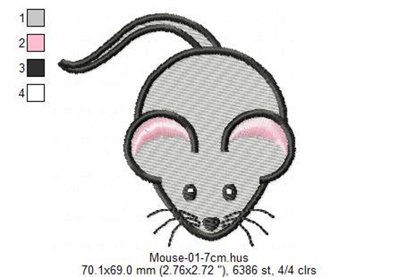 Mouse Machine Embroidery Design Cute Forest Animals Instant - Etsy