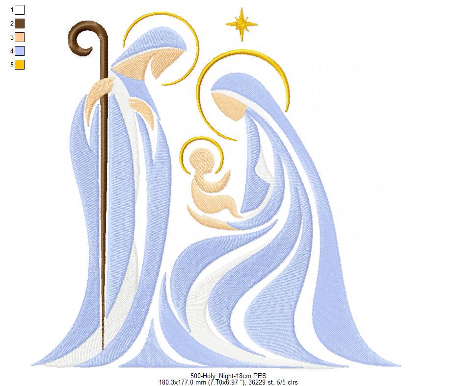 Holy Family Nativity Machine Embroidery Design, Modern Christmas ...