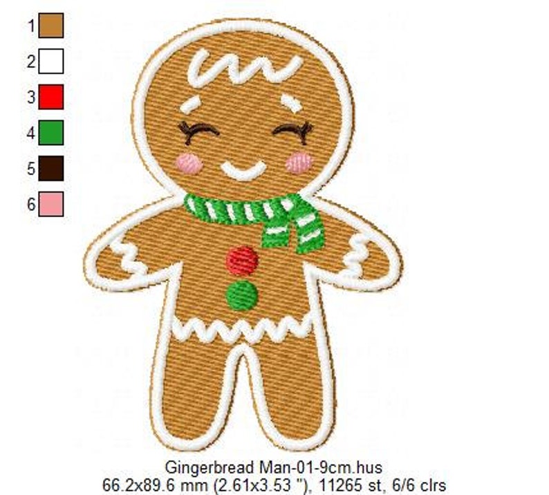 Gingerbread Man Christmas Machine Embroidery Design Instant Download ...