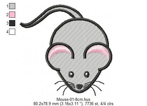 Mouse Machine Embroidery Design Cute Forest Animals Instant - Etsy