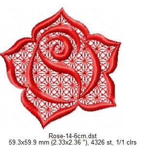 Red Rose Outline, Machine Embroidery Design, 4 Sizes, Instant Download ...