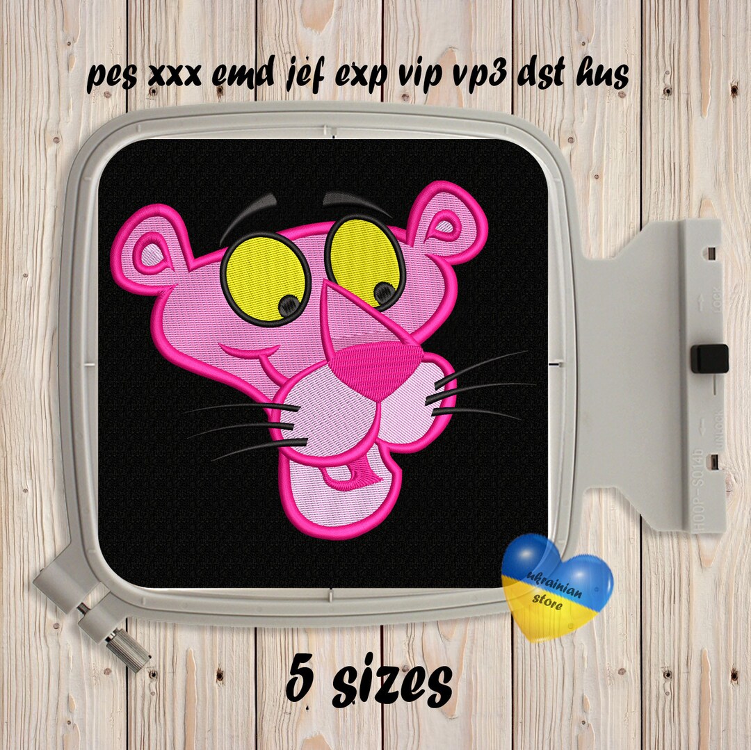 Pink Panther #02, Machine Embroidery Design, Filled Stitches, Funny ...