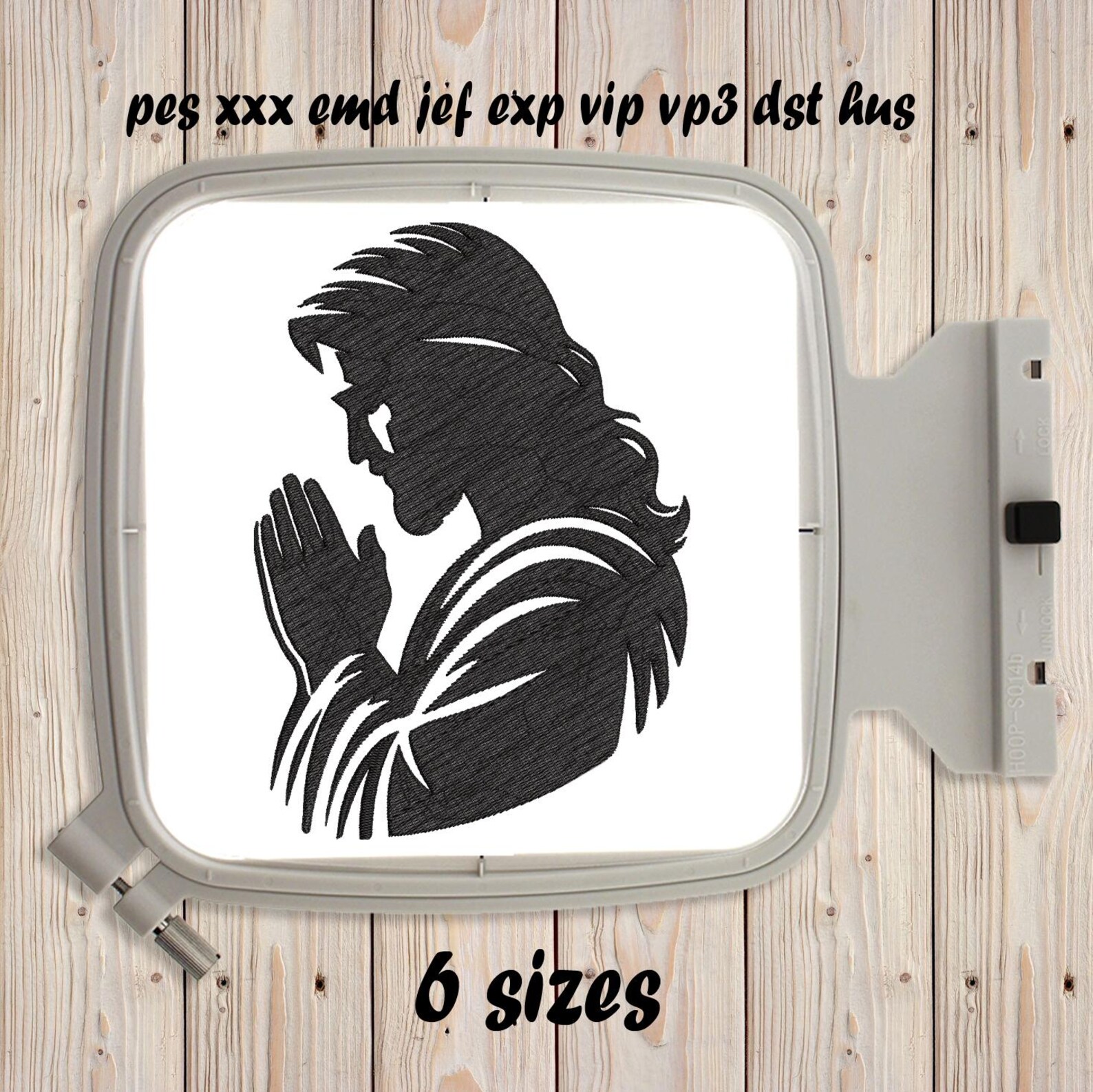 Jesus Praying Machine Embroidery Design, Christian Religious Pattern ...