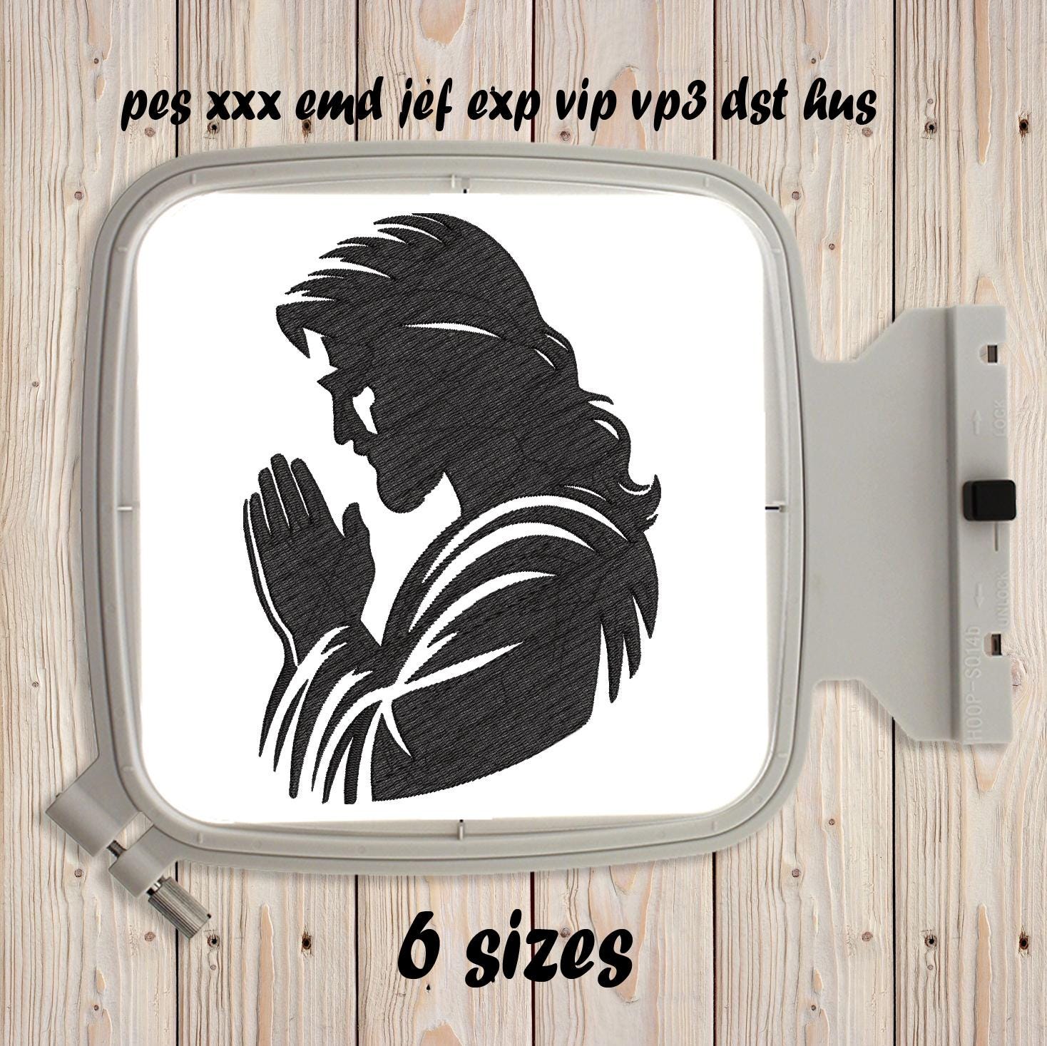 Jesus Praying Machine Embroidery Design, Christian Religious Pattern ...