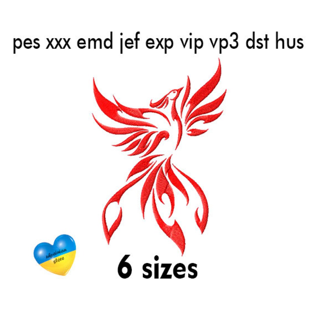 Phoenix Rising, Silhouette, Machine Embroidery Design, Mythological ...