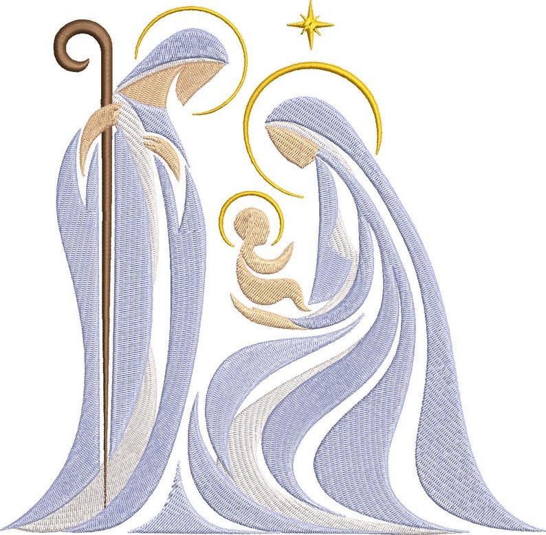 Holy Family Nativity Machine Embroidery Design, Modern Christmas ...