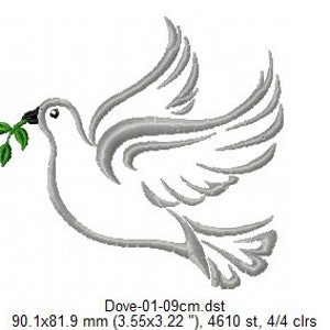 Dove #1 Silhouette, Monochrome Machine Embroidery Design, Bird Outline ...