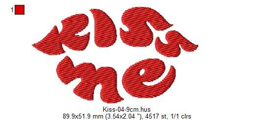 Kissing Lips 4 Embroidery Design 5 Sizes Embroidering Fill - Etsy