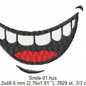 Smile Embroidery Design 5 Sizes Embroidering Fill Stitch Machine ...