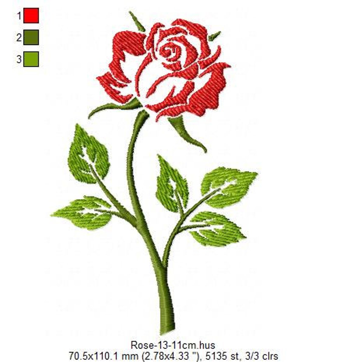 Single Rose Outline Machine Embroidery Design Red Rose 5 Sizes Instant ...