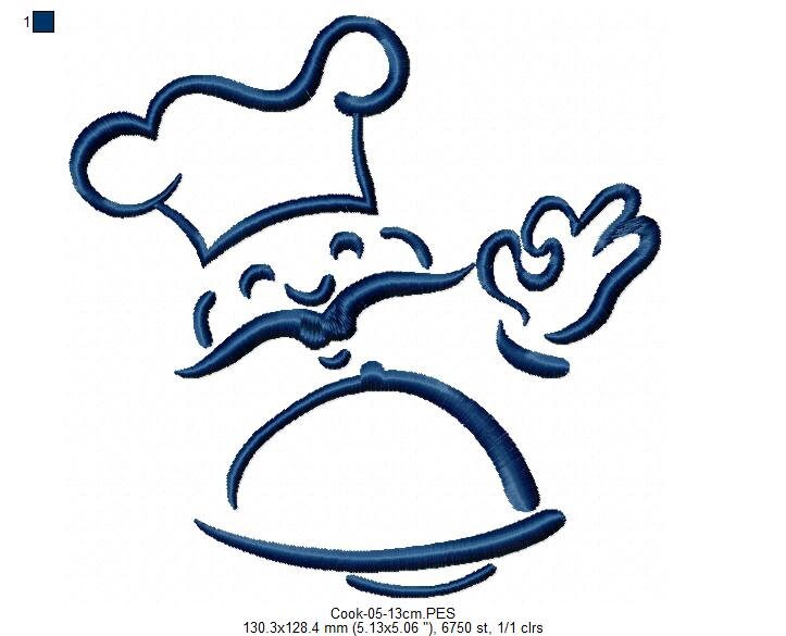 Funny Chef #5, Machine Embroidery Design, Instant Download, Fill Stitch ...