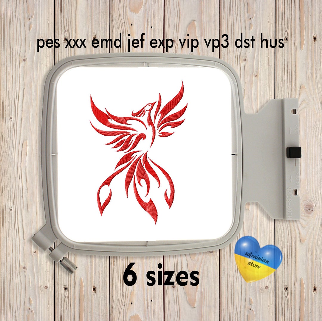 Phoenix Rising, Silhouette, Machine Embroidery Design, Mythological ...