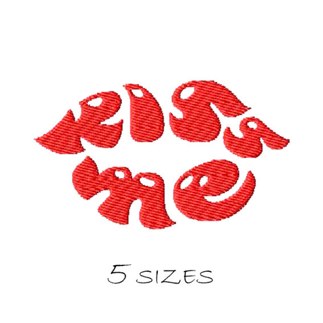Kissing Lips #2 Embroidery Design 5 Sizes Embroidering Fill Stitch ...