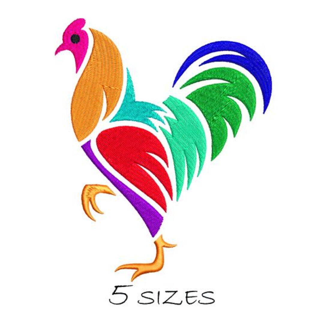Rooster Silhouette, Machine Embroidery Design, Bird Outline, Bird ...
