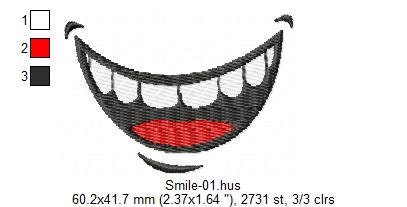 Smile Embroidery Design 5 Sizes Embroidering Fill Stitch | Etsy