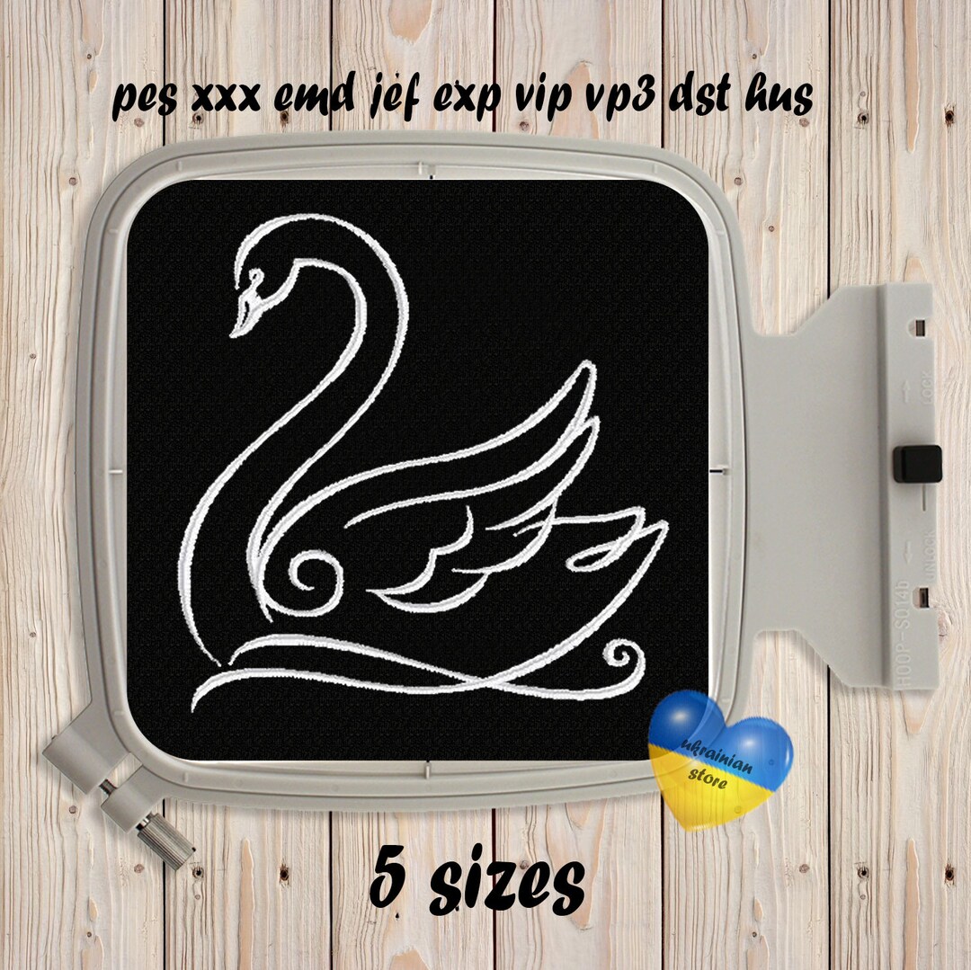 Swan 1 Silhouette, Monochrome Machine Embroidery Design, Bird Outline ...