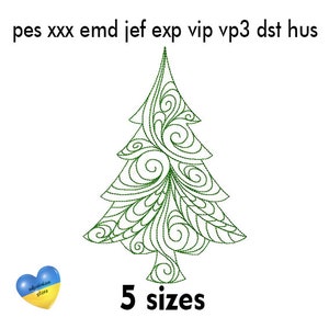 Christmas Tree #02 Machine Embroidery Design Instant Download Files ...