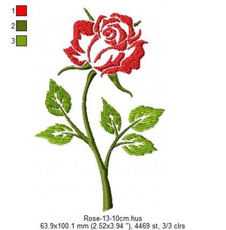 Single Rose Outline Machine Embroidery Design Red Rose 5 Sizes Instant ...