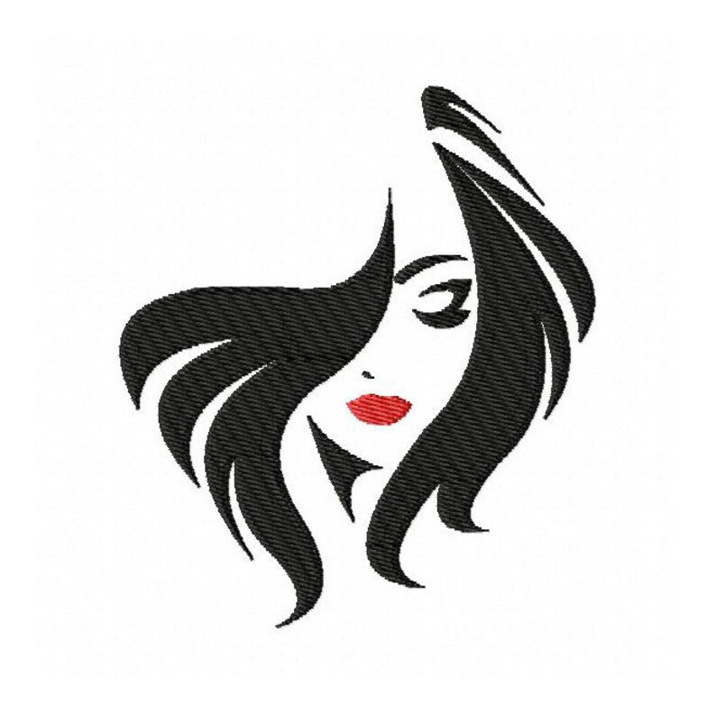 Female Face Machine Embroidery Design Instant Download Fill - Etsy