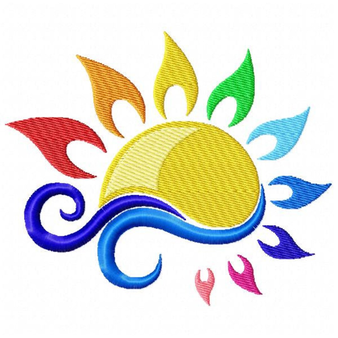 Color Sun Machine Embroidery Design Silhouette Outline Sunrise Rainbow ...