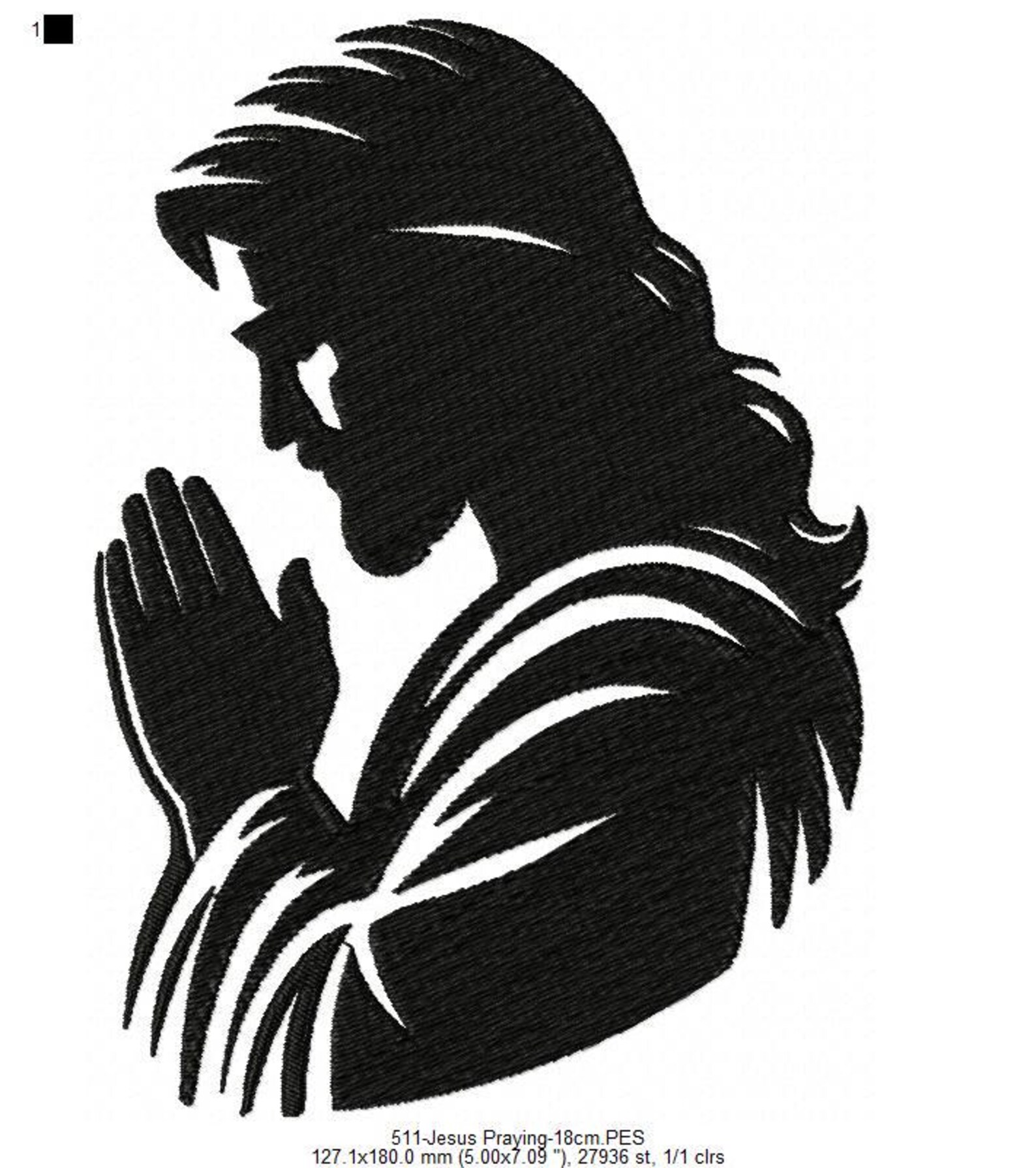 Jesus Praying Machine Embroidery Design, Christian Religious Pattern ...