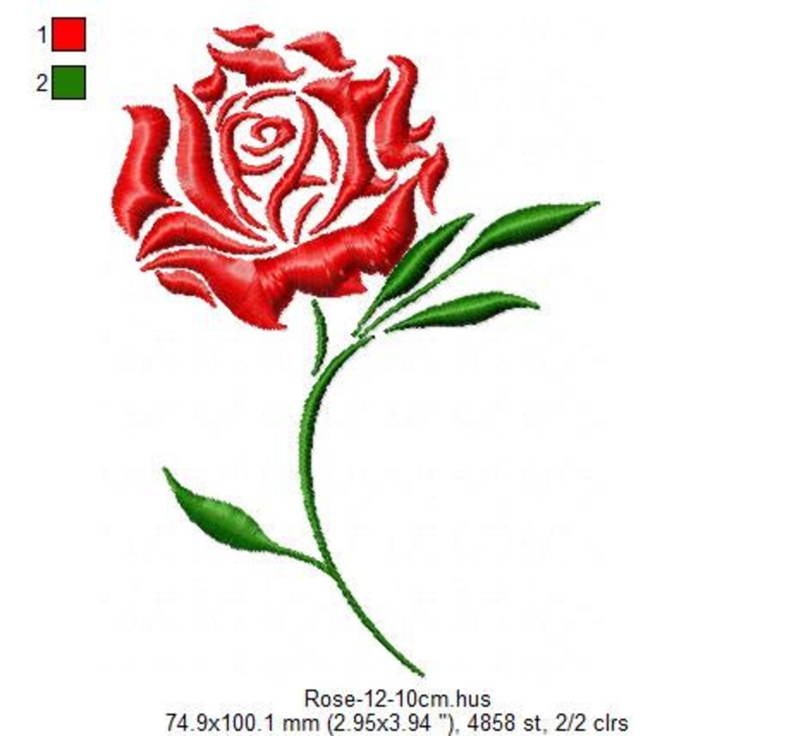 Red Rose Outline Machine Embroidery Design 7 Sizes Instant - Etsy