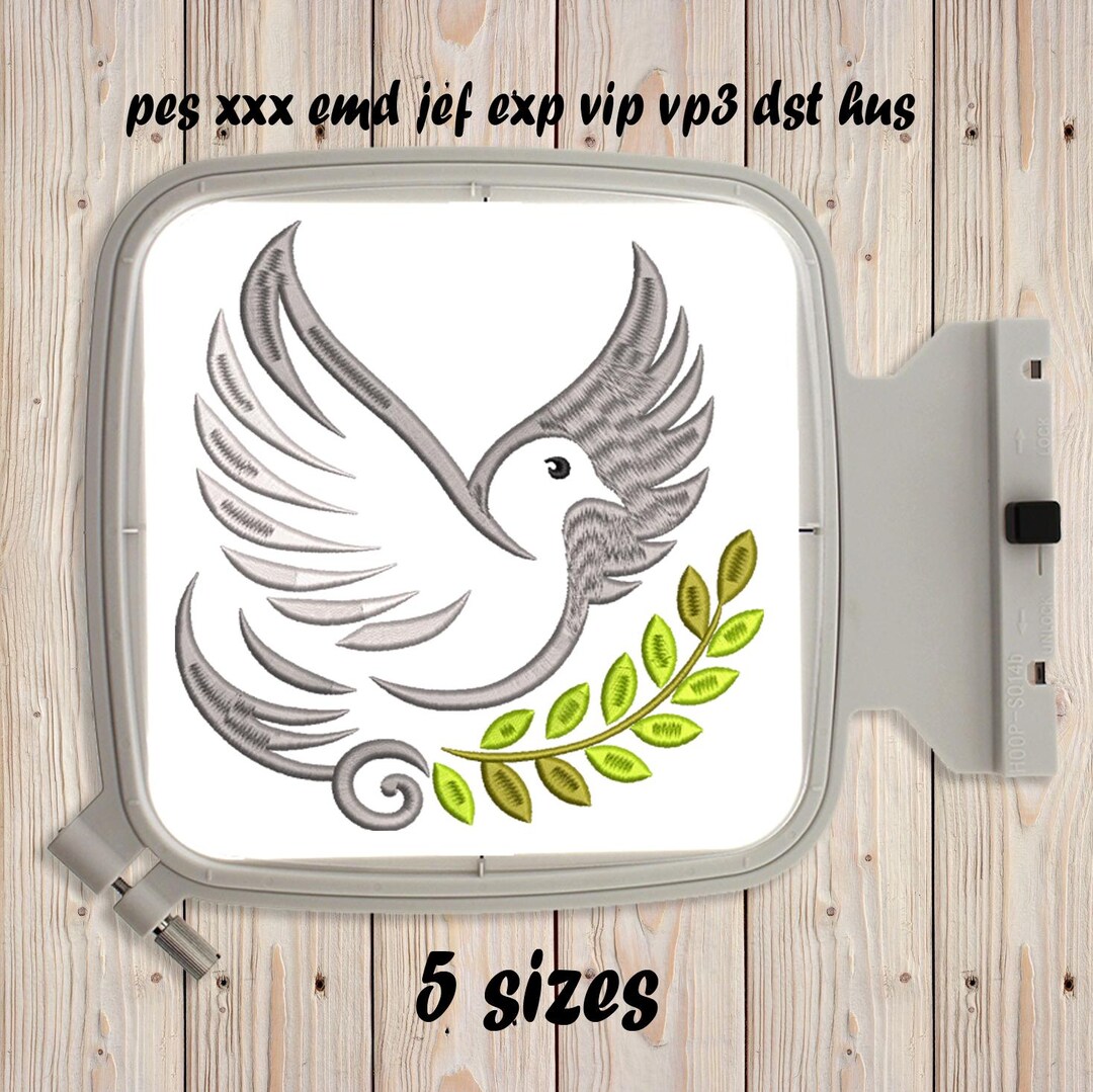 Dove #2 Silhouette, Monochrome Machine Embroidery Design, Bird Outline ...