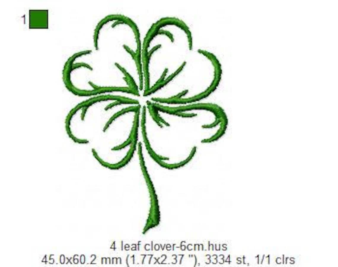 Four Leaf Clover, Machine Embroidery Design, Leaf Silhouette, Outline ...