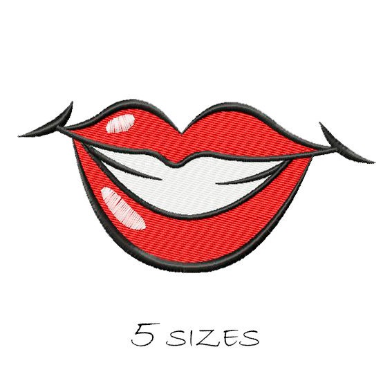 Smile Lips 9 Embroidery Design 5 Sizes Embroidering Fill | Etsy