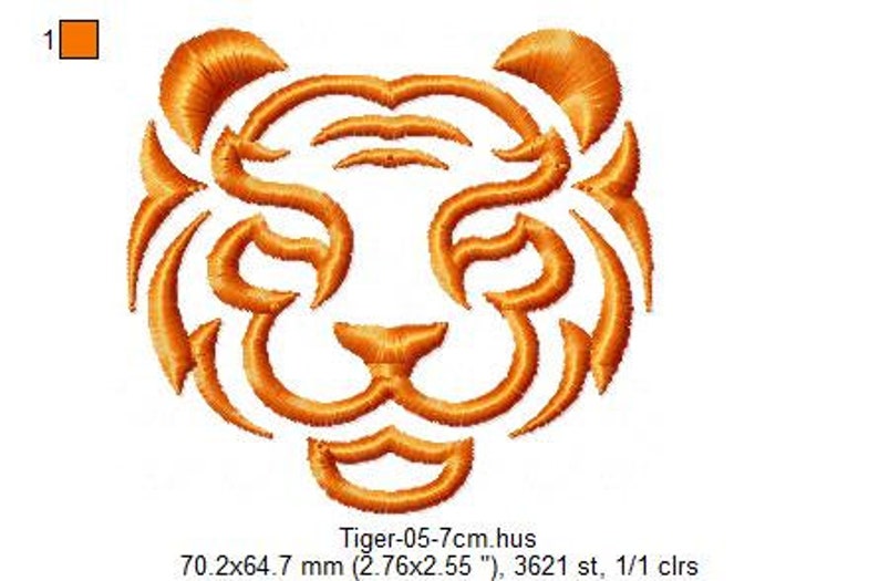 Gold Face Tiger Monochrome Machine Embroidery Design Cute Forest ...