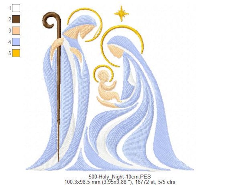 Holy Family Nativity Machine Embroidery Design, Modern Christmas ...
