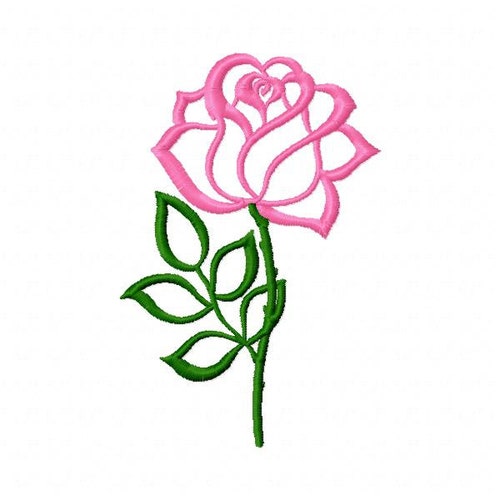 Red Rose Outline Machine Embroidery Design 10 Sizes Instant - Etsy
