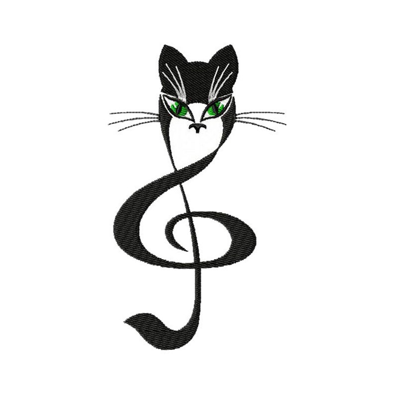 Musical Cat Machine Embroidery Design Treble Clef Silhouette - Etsy