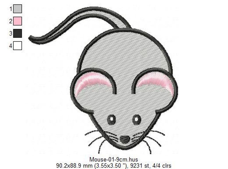 Mouse Machine Embroidery Design Cute Forest Animals Instant - Etsy