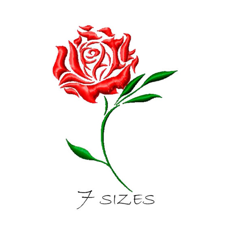 Red Rose Outline Machine Embroidery Design 7 Sizes Instant - Etsy