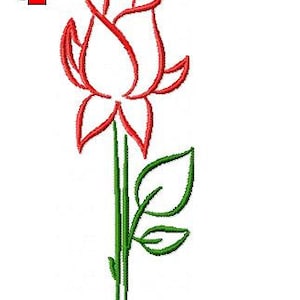 Red Rose #6 Outline, Rosebud, Machine Embroidery Design, 5 Sizes ...