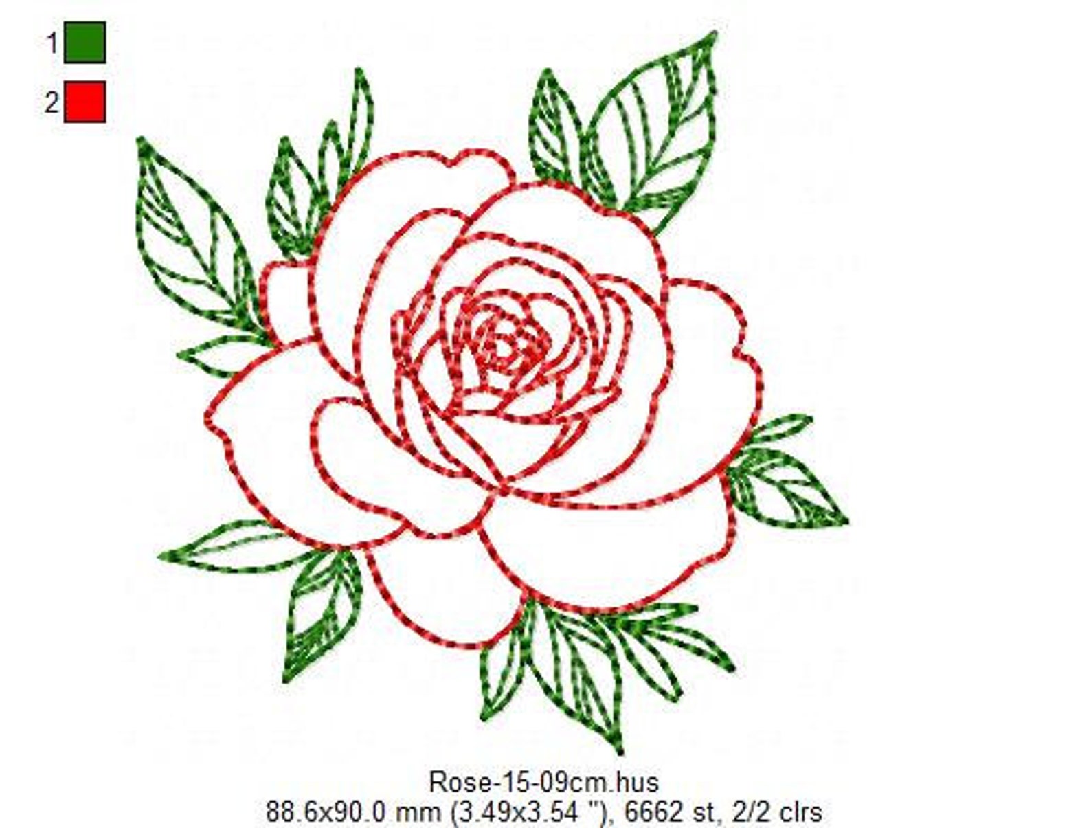 Red Rose Outline, Machine Embroidery Design, 5 Sizes, Instant Download ...